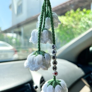 Lily of the Valley Mirror Hanging Car Ornament, Boho Car Accessories ...