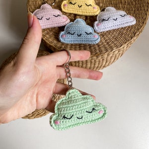 Crochet Cloud Keychain: Amigurumi Charm, Accessories for Women - Etsy