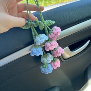 Lily of the Valley Mirror Hanging Car Ornament, Boho Car Accessories ...