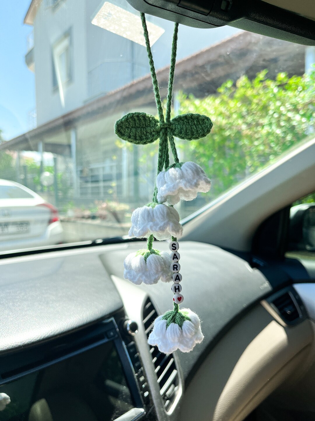 Lily of the Valley Mirror Hanging Car Ornament, Boho Car Accessories ...