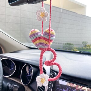 Personalized Car Hanging Accessories Crochet Heart Car - Etsy