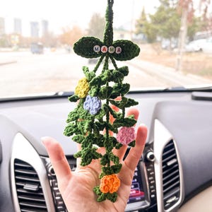 Personalized Plant Car Hanger, Flower Car Mirror Hanging Ornament, Boho ...