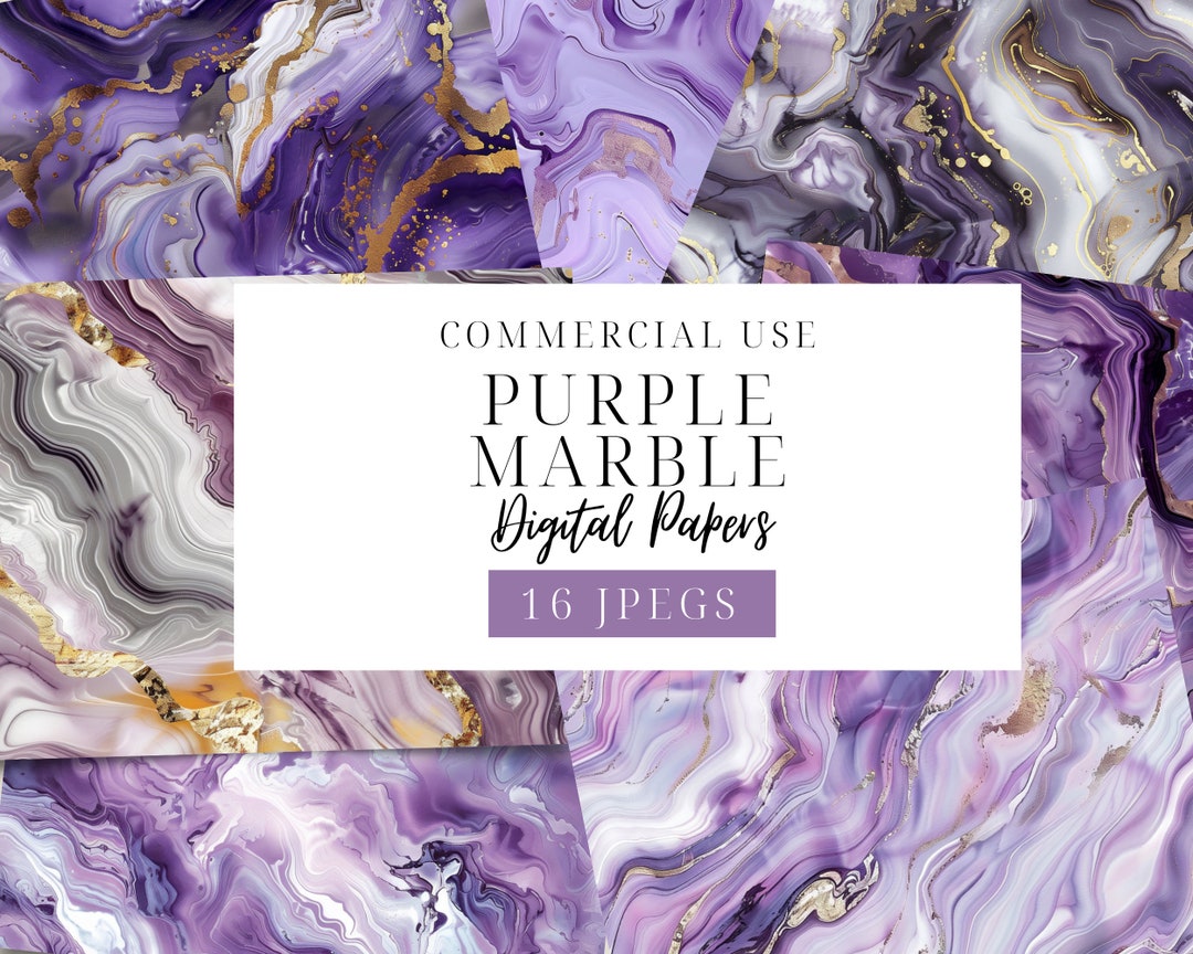 Purple Marble Digital Paper, Marble Background, Seamless Patterns, 300 ...