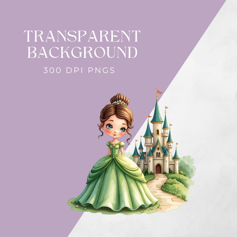 Watercolor Cute Princess Castle Clip Art, Fairytale Clipart, Nursery ...