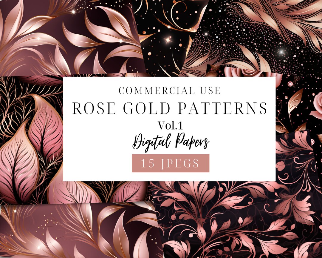 Rose Gold Pattern Digital Paper, JPEG Metallic Digital Background ...