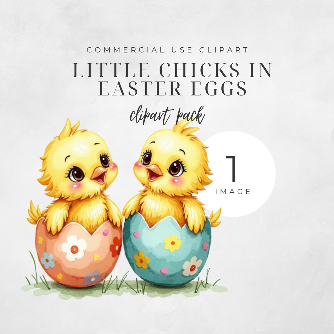 Cute Easter Chicks Clipart, Easter Egg Clip Art, Watercolor Spring PNG ...