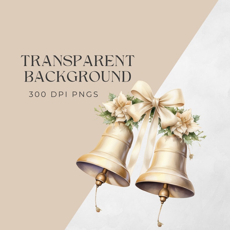 Wedding Bell Clipart, Watercolor Floral Bells, Wedding Invitation ...