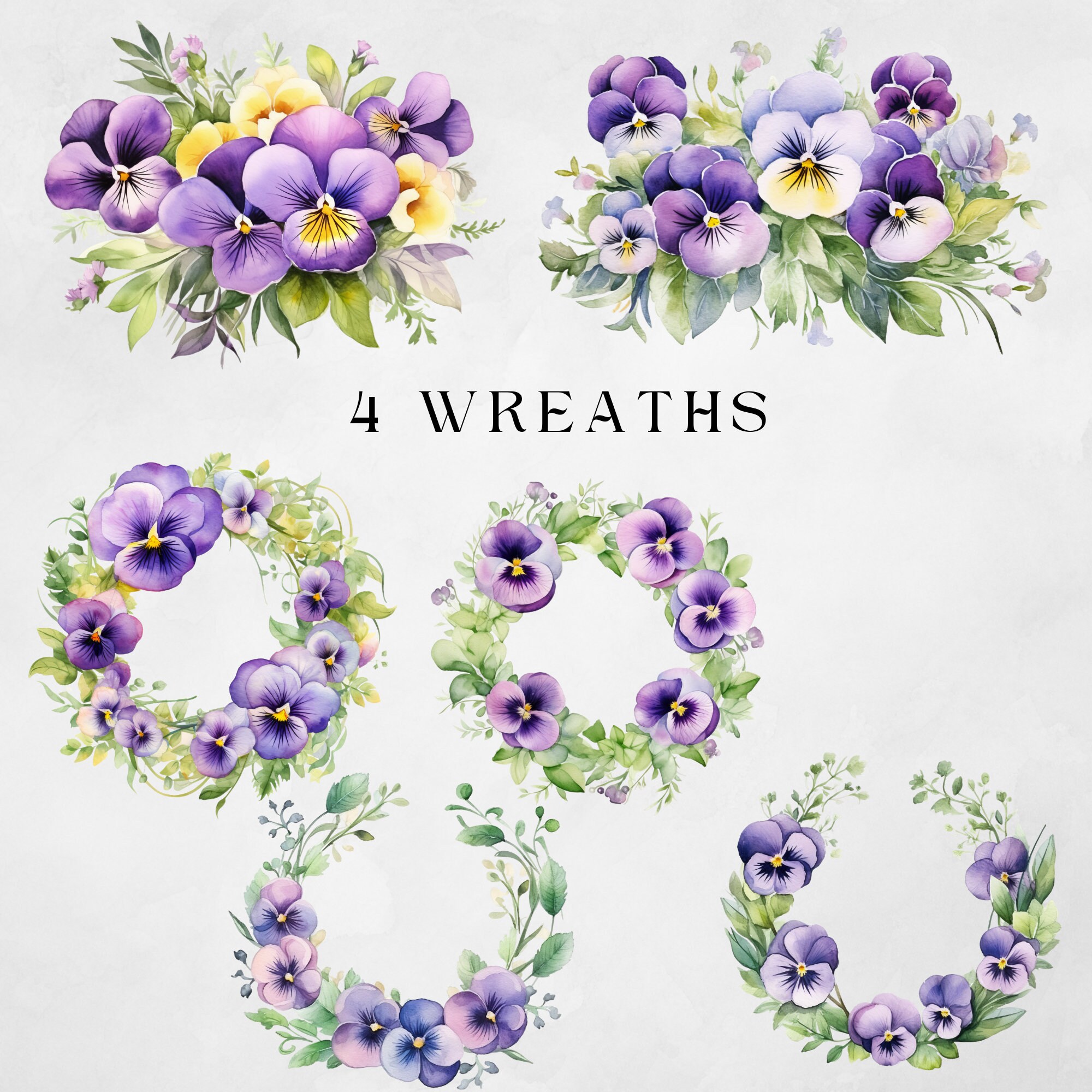 Watercolor Pansy Flower Clipart, Spring Floral PNG, Watercolour Pansies ...