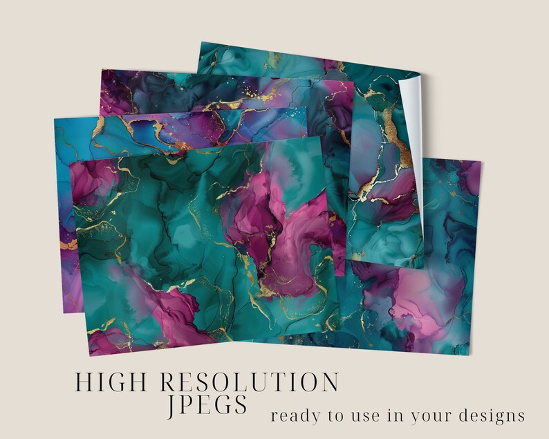 Alcohol Ink Digital Paper, JPEG Alcohol Ink Pattern, Magenta and Teal ...
