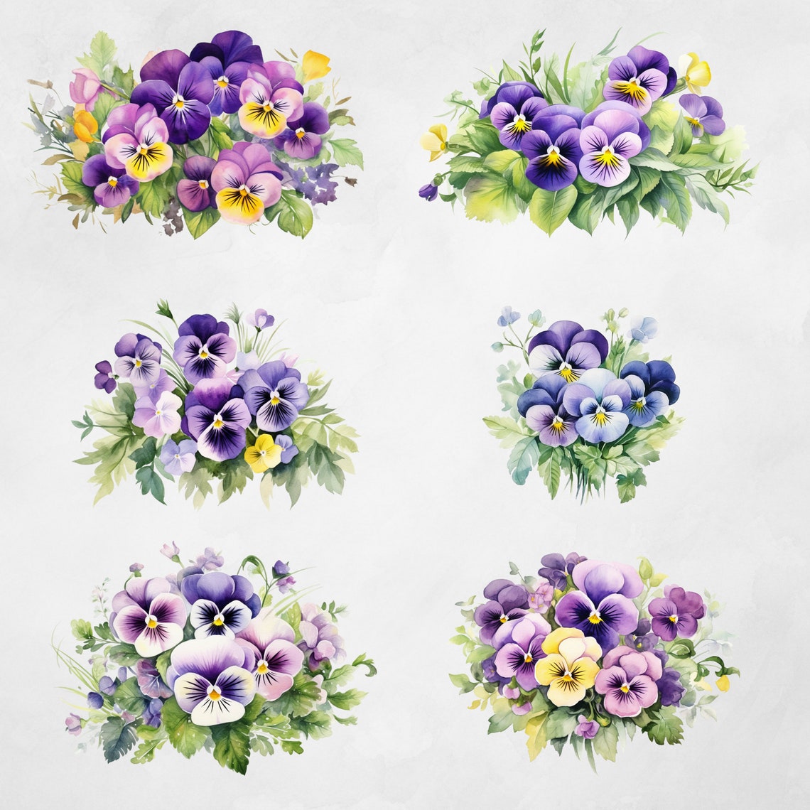 Watercolor Pansy Flower Clipart, Spring Floral PNG, Watercolour Pansies ...