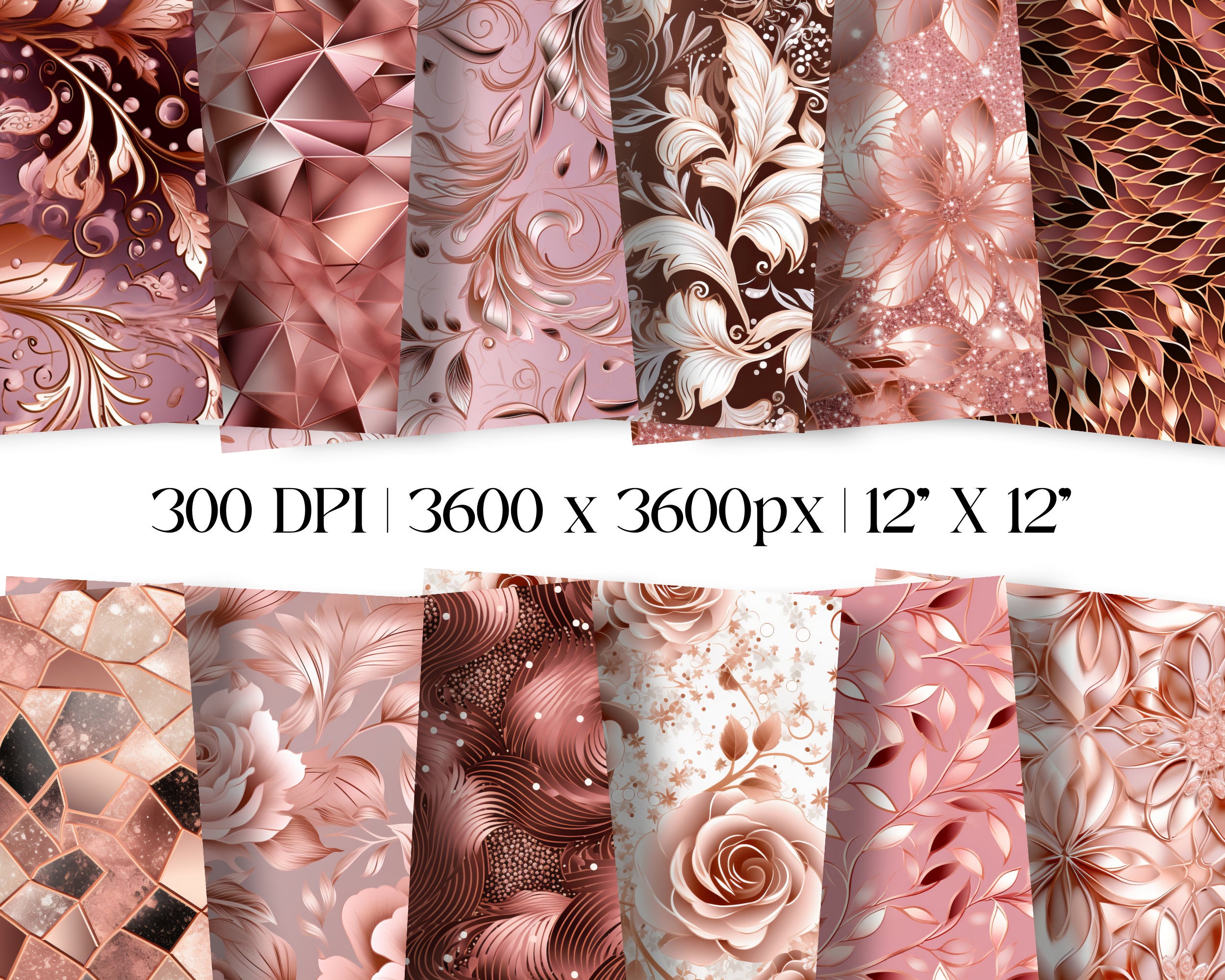 Rose Gold Pattern Digital Paper, JPEG Metallic Digital Background ...