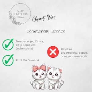 Kawaii Kitten Clipart Set, Cute Cat Clip Art, Kawaii Kitten With Bow ...