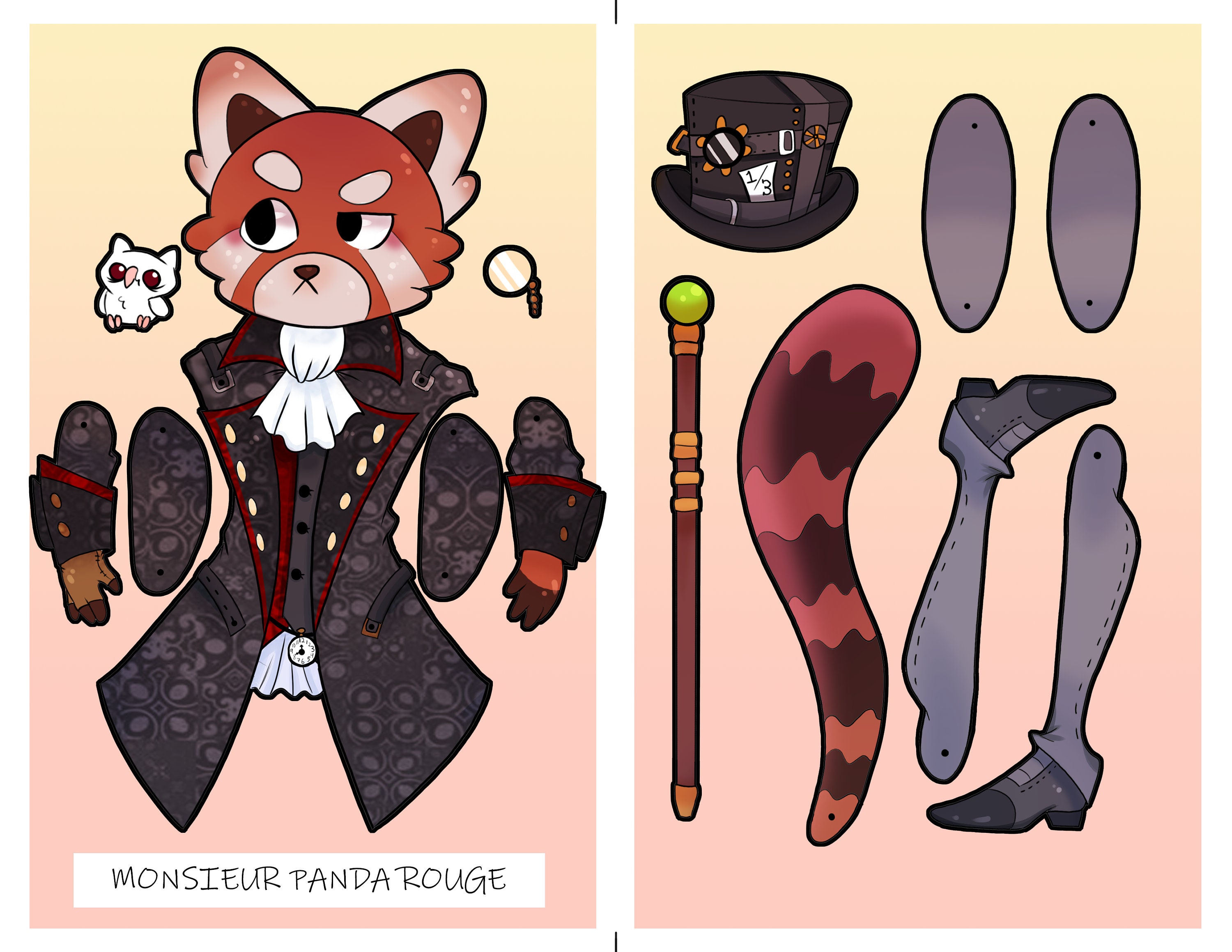 Paper Puppet Red Panda Gentleman [download] - Etsy