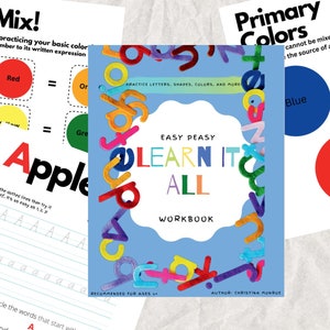 Printable Children's Workbook Instant Download Alphabet, Numbers ...