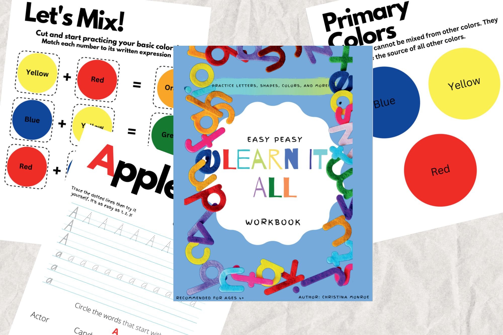 Printable Children's Workbook Instant Download Alphabet, Numbers ...