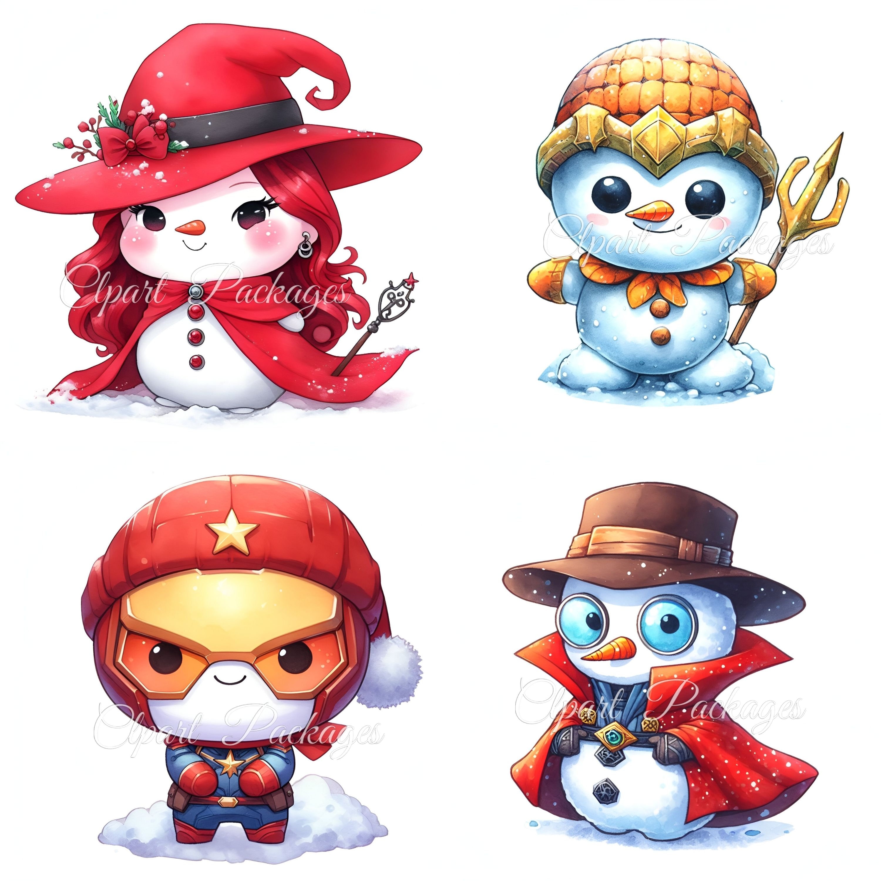 Snowman Superhero Clipart PNG Tree Ornaments 16 PNG Cute Superheroes ...