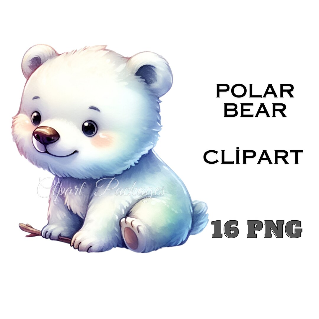 Chibi Style Polar Bear Clipart 16 PNG Bundle, Winter Clipart Bear ...