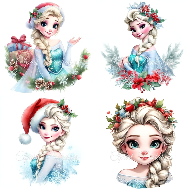 Christmas Elsa Clipart 16 PNG Digital Images for Holiday Projects, T ...