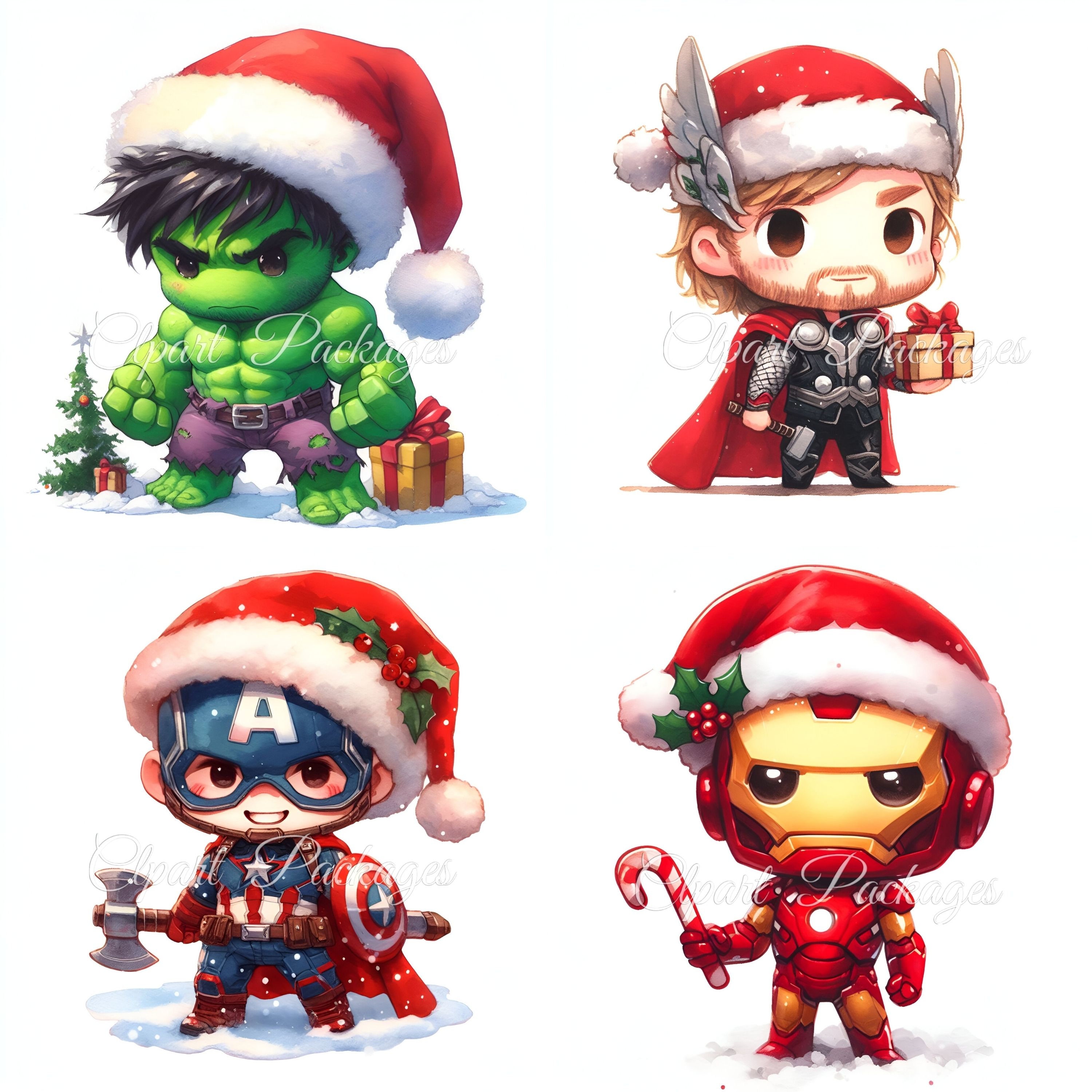 Christmas Superhero Clipart PNG Tree Ornaments 16 PNG Cute Superheroes ...
