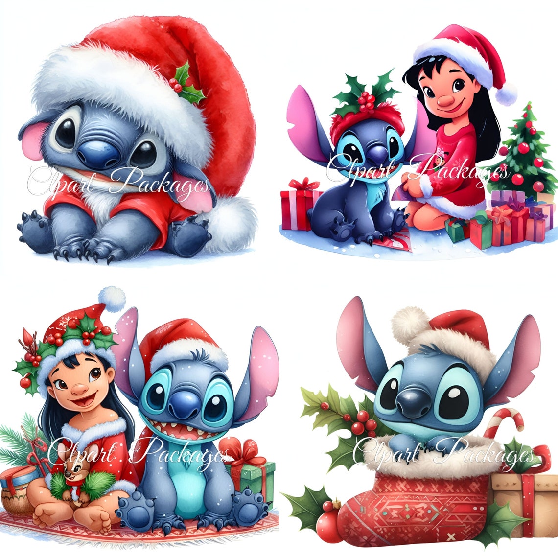 Christmas Lilo and Stitch Clipart, 8 PNG Stitch Bundle, Stitch Clipart ...