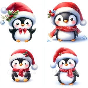 Christmas Penguin Clipart 16 PNG Bundle | Cute Penguin | Winter Clipart ...