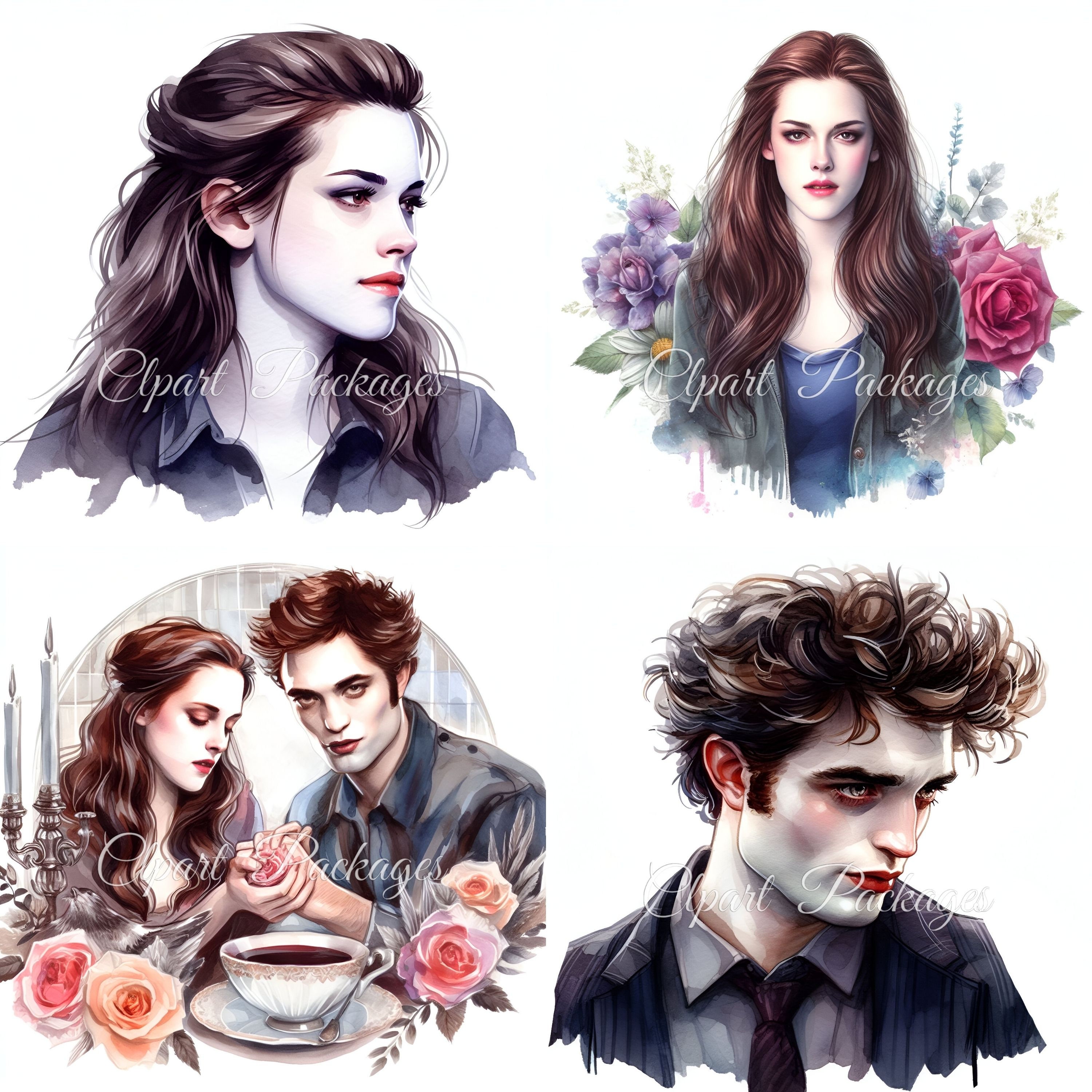 Vampire SVG PNG Collection | Watercolor Twilight Clipart | Instant ...