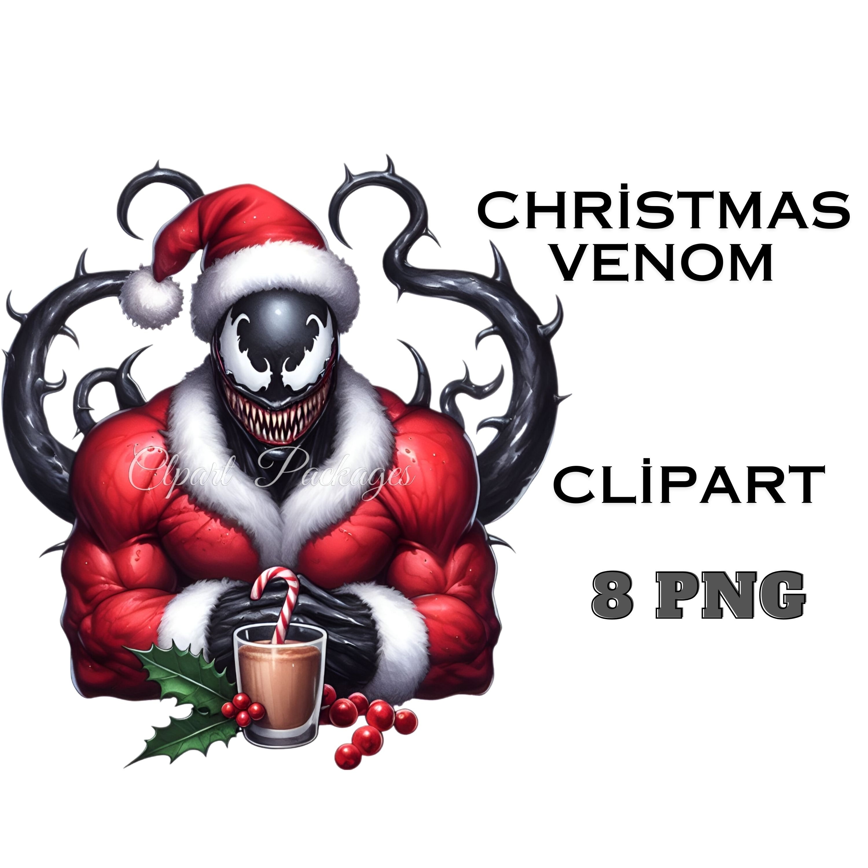 Christmas Venom Clipart - 8 PNG Digital Images for Holiday Projects, T ...
