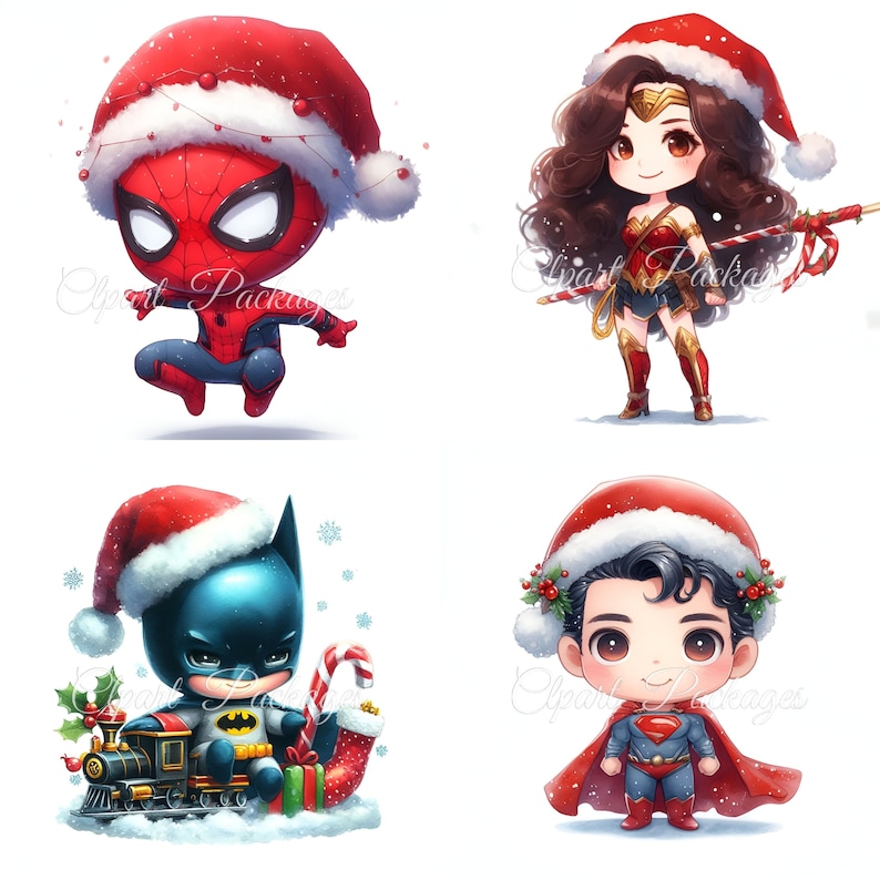 Christmas Superhero Clipart PNG Tree Ornaments 16 PNG Cute Superheroes ...
