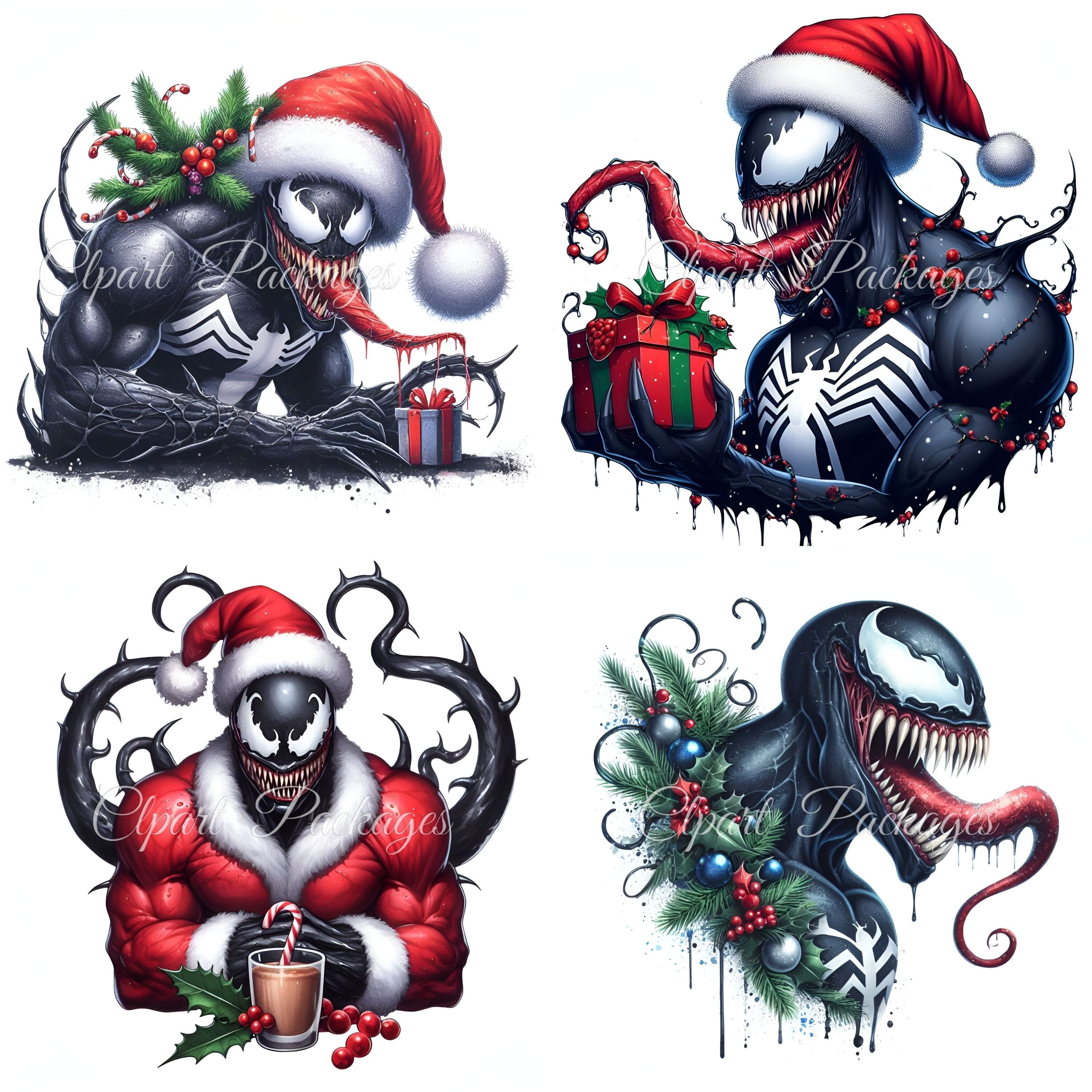 Christmas Venom Clipart - 8 PNG Digital Images for Holiday Projects, T ...