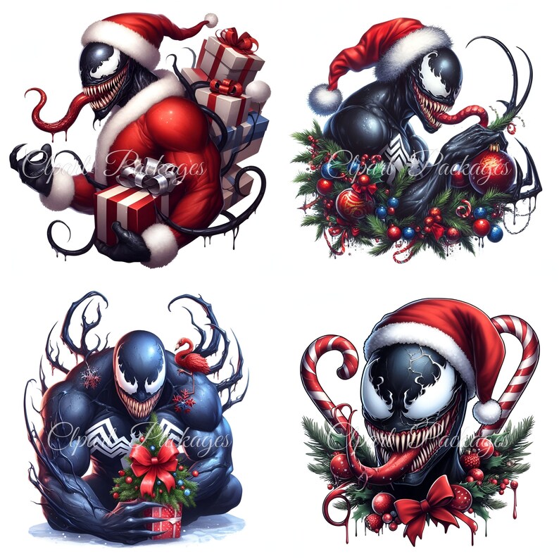 Christmas Venom Clipart - 8 PNG Digital Images for Holiday Projects, T ...