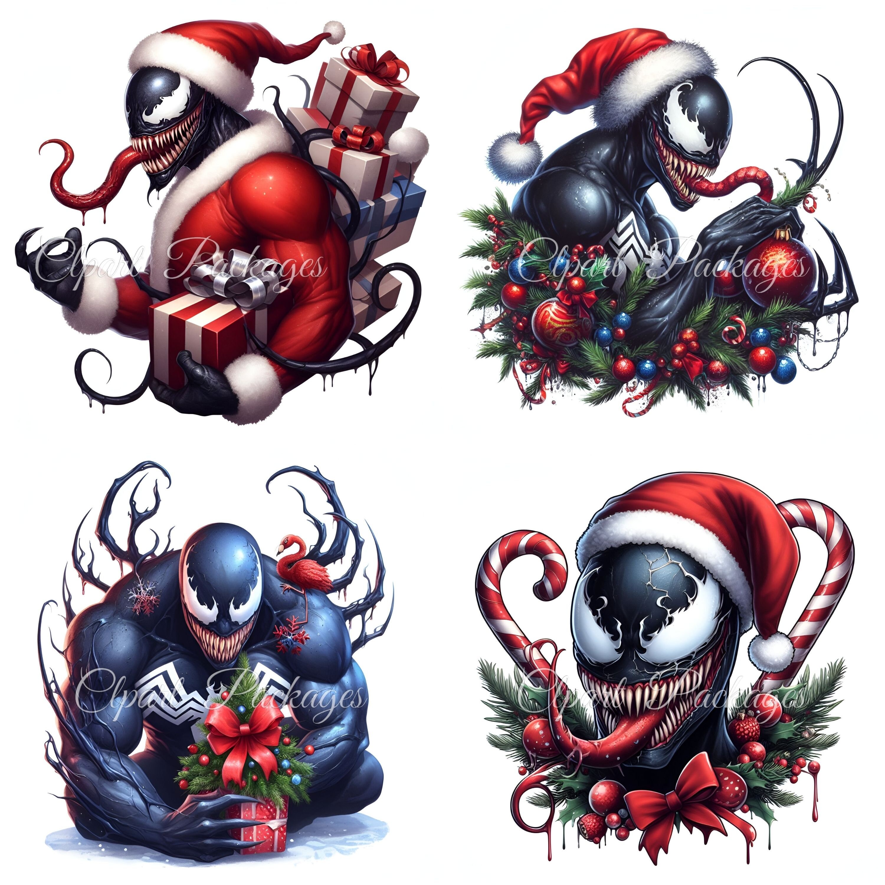 Christmas Venom Clipart - 8 PNG Digital Images for Holiday Projects, T ...