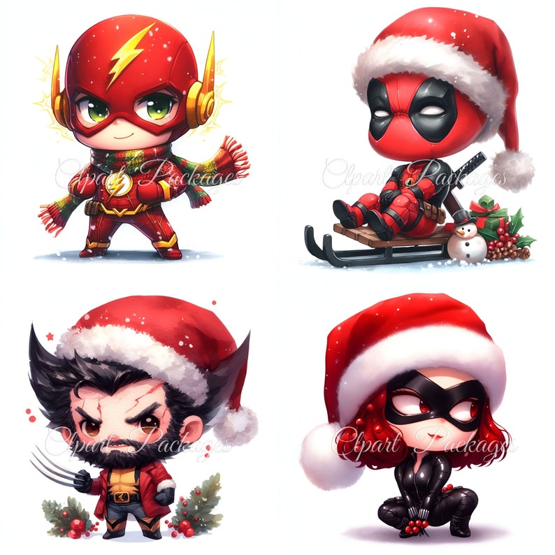 Christmas Superhero Clipart PNG Tree Ornaments 16 PNG Cute Superheroes ...