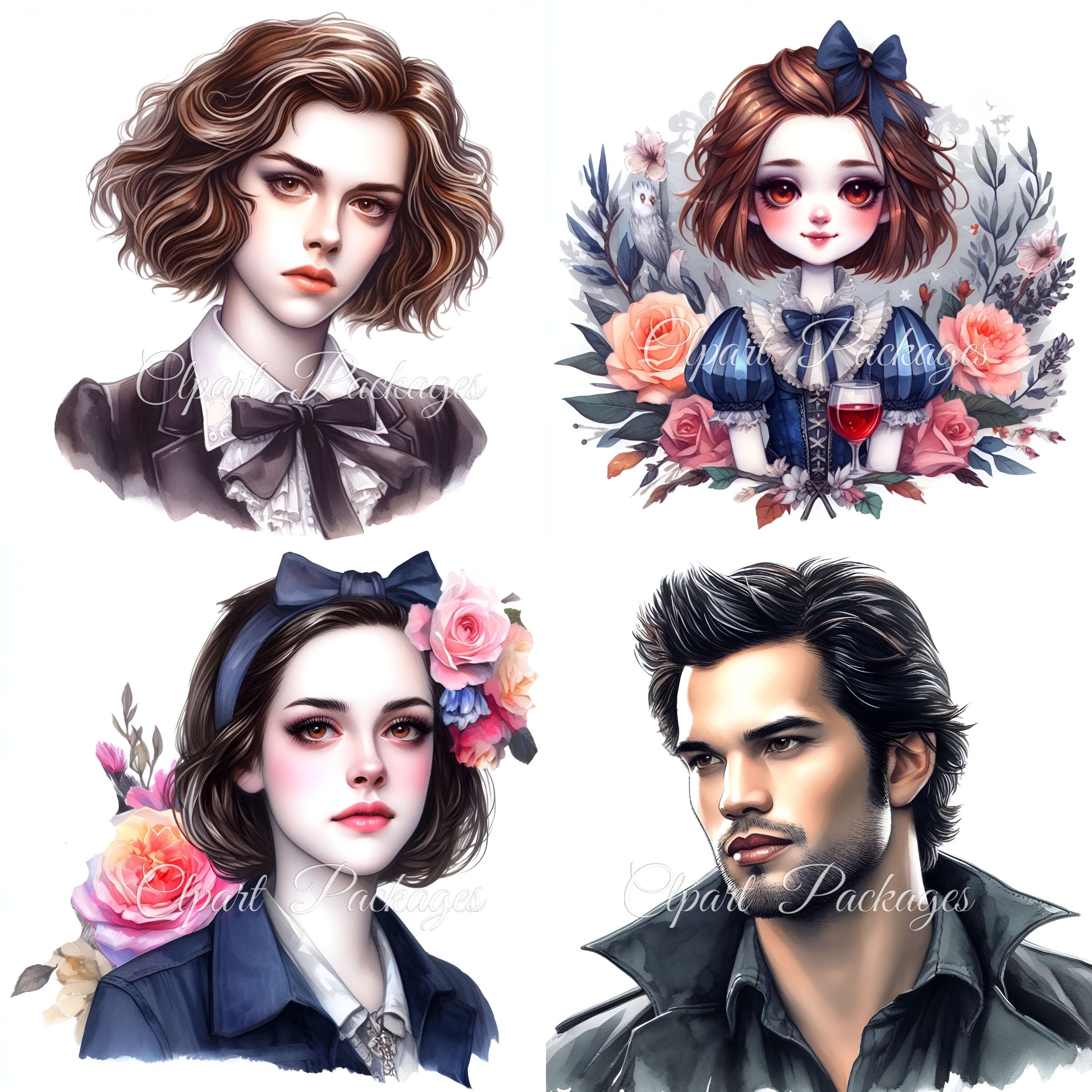 Vampire SVG PNG Collection | Watercolor Twilight Clipart | Instant ...