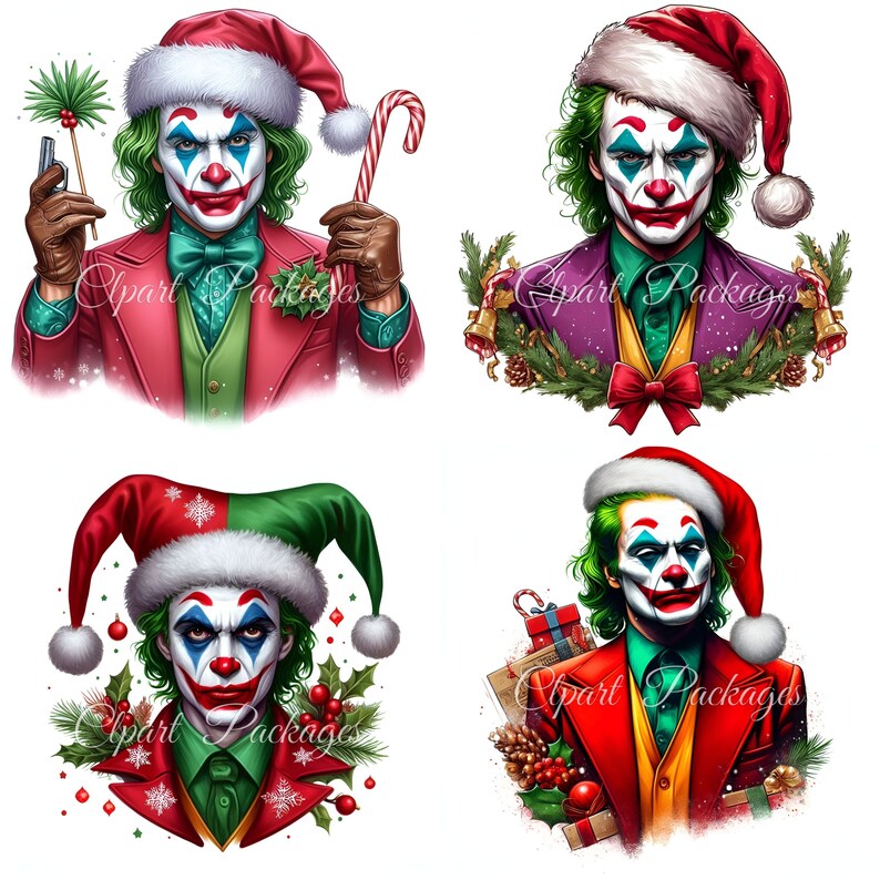 Christmas Joker Clipart 8 PNG Digital Images for for Holiday Projects ...