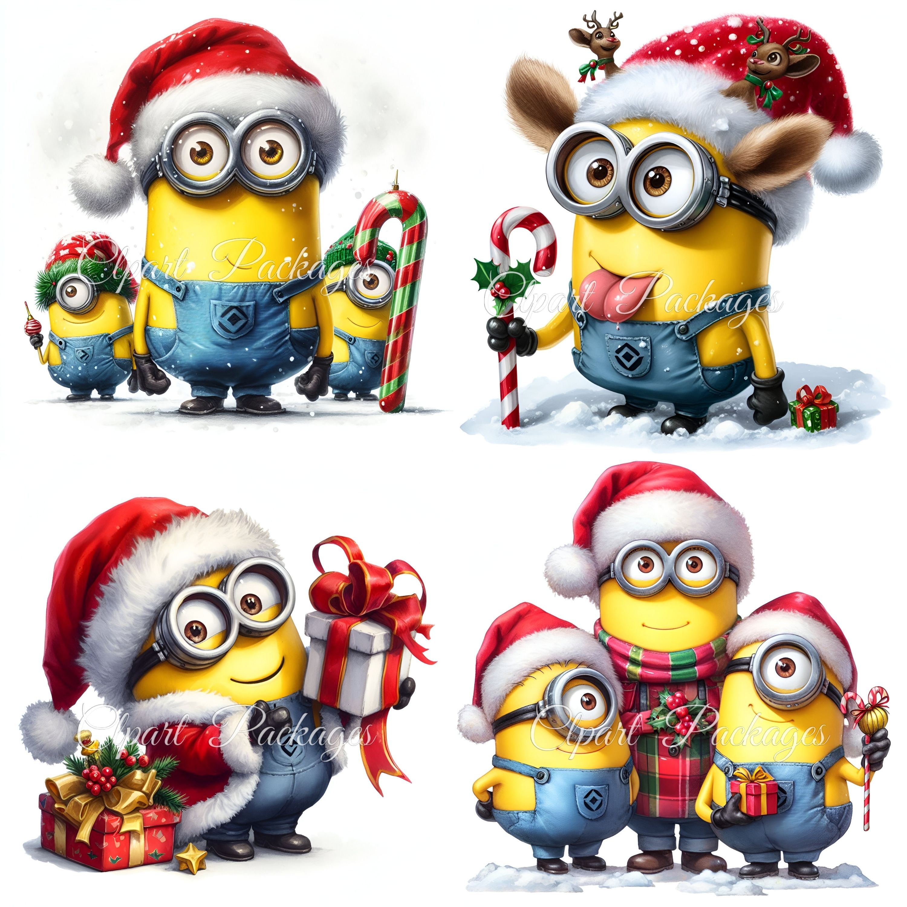 Christmas Minions 8 PNG Clipart - Christmas Sublimation, Cutting Off, Minions Prints, Santa ...
