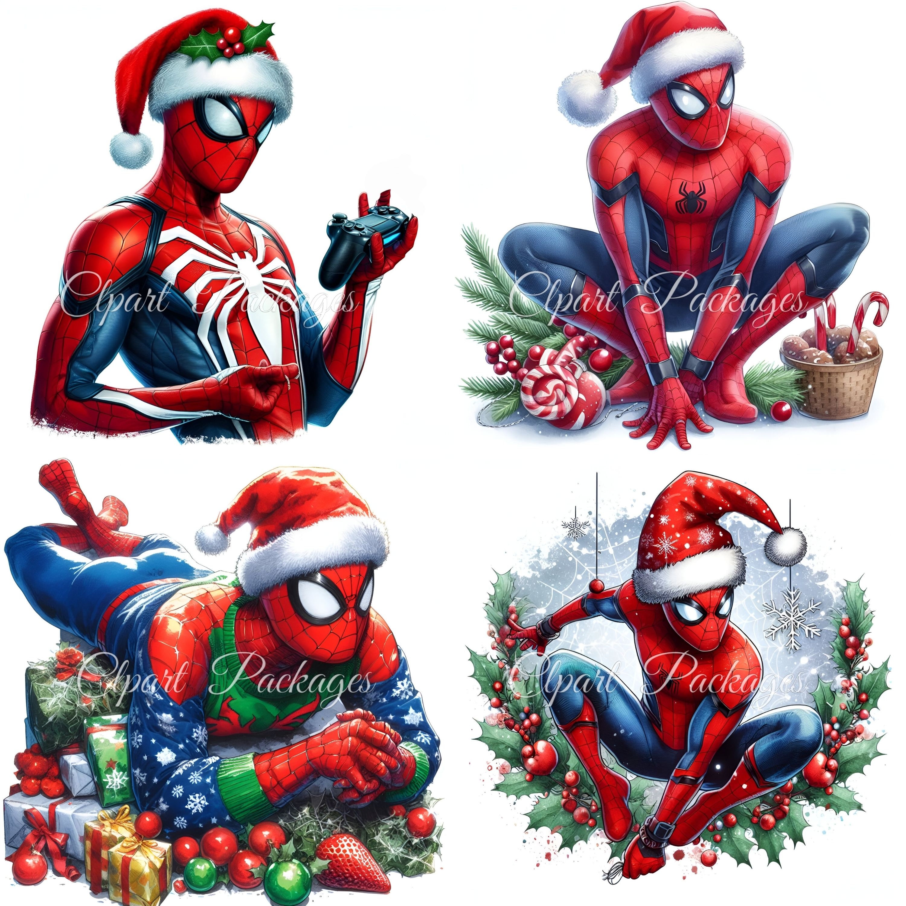 Christmas Spiderman Clipart 8 PNG Digital Images for for Holiday ...