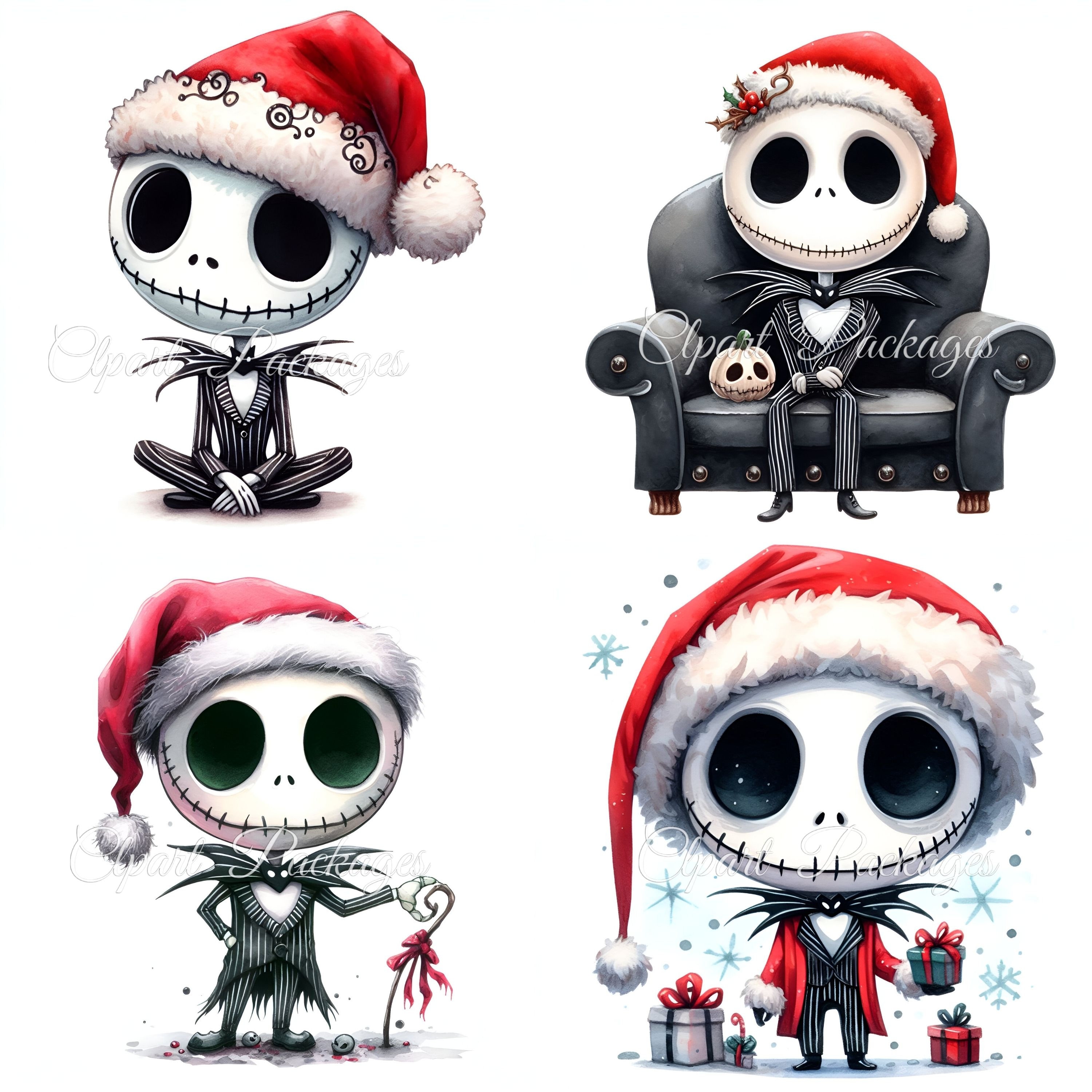 Christmas Jack Skellington Clipart 8 PNG Digital Images for for Holiday ...
