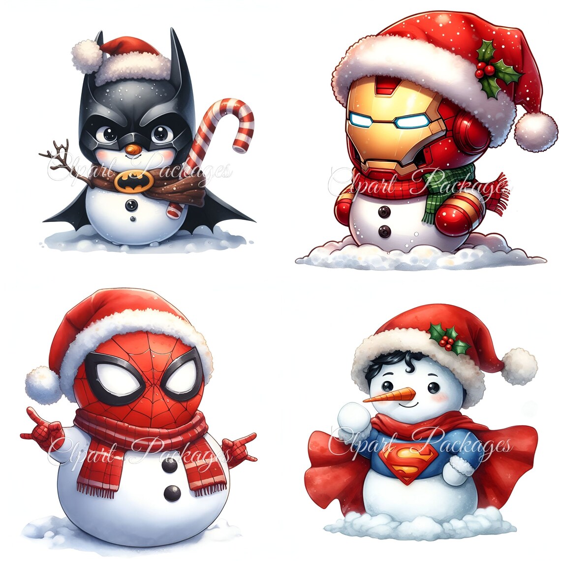 Snowman Superhero Clipart PNG Tree Ornaments 16 PNG Cute Superheroes ...