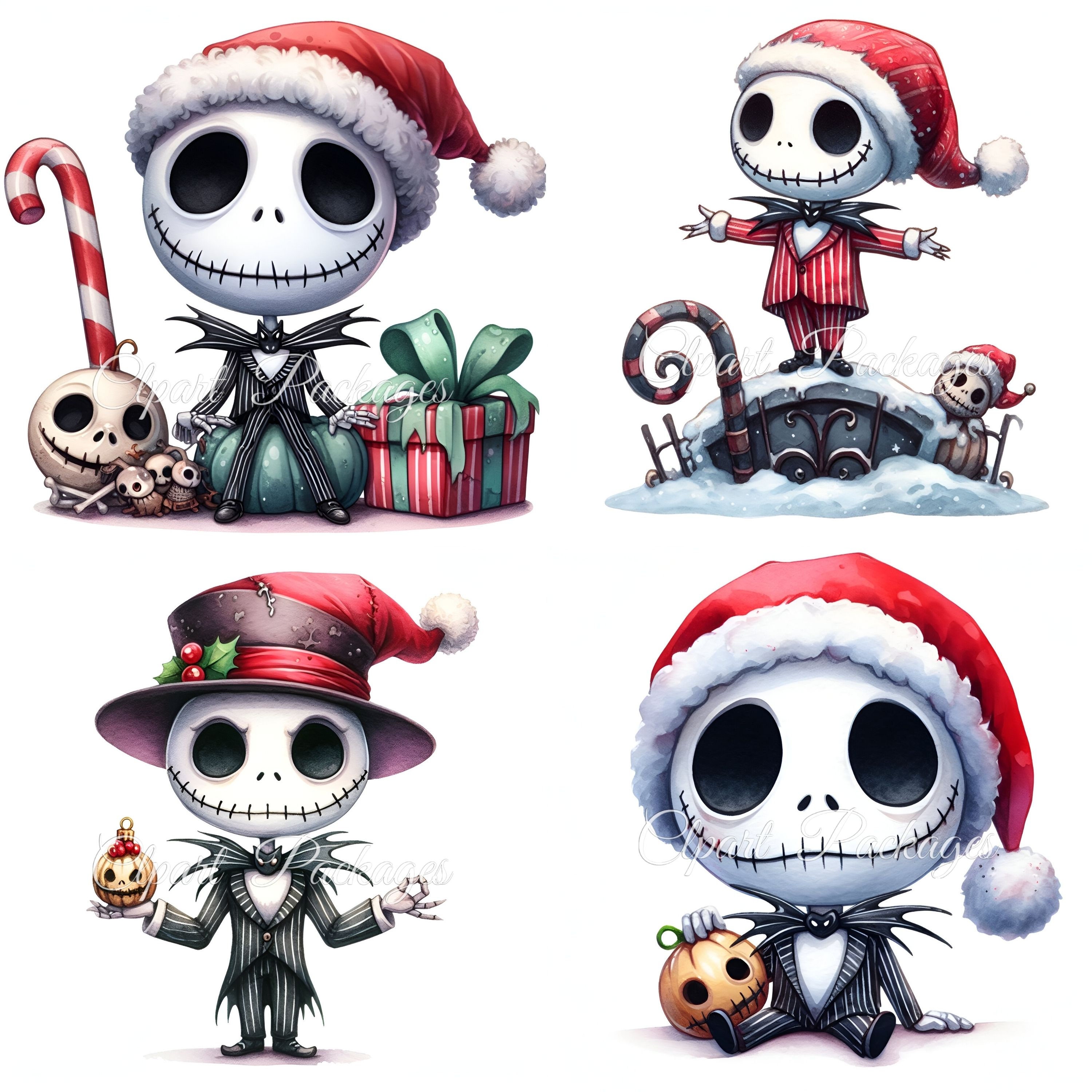 Christmas Jack Skellington Clipart 8 PNG Digital Images for for Holiday ...