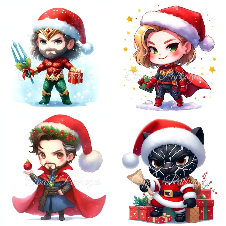 Christmas Superhero Clipart PNG Tree Ornaments 16 PNG Cute Superheroes ...