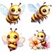 Cute Bee 16 PNG Bundle - Watercolor Chibi Style, Bee Clipart, Digital ...