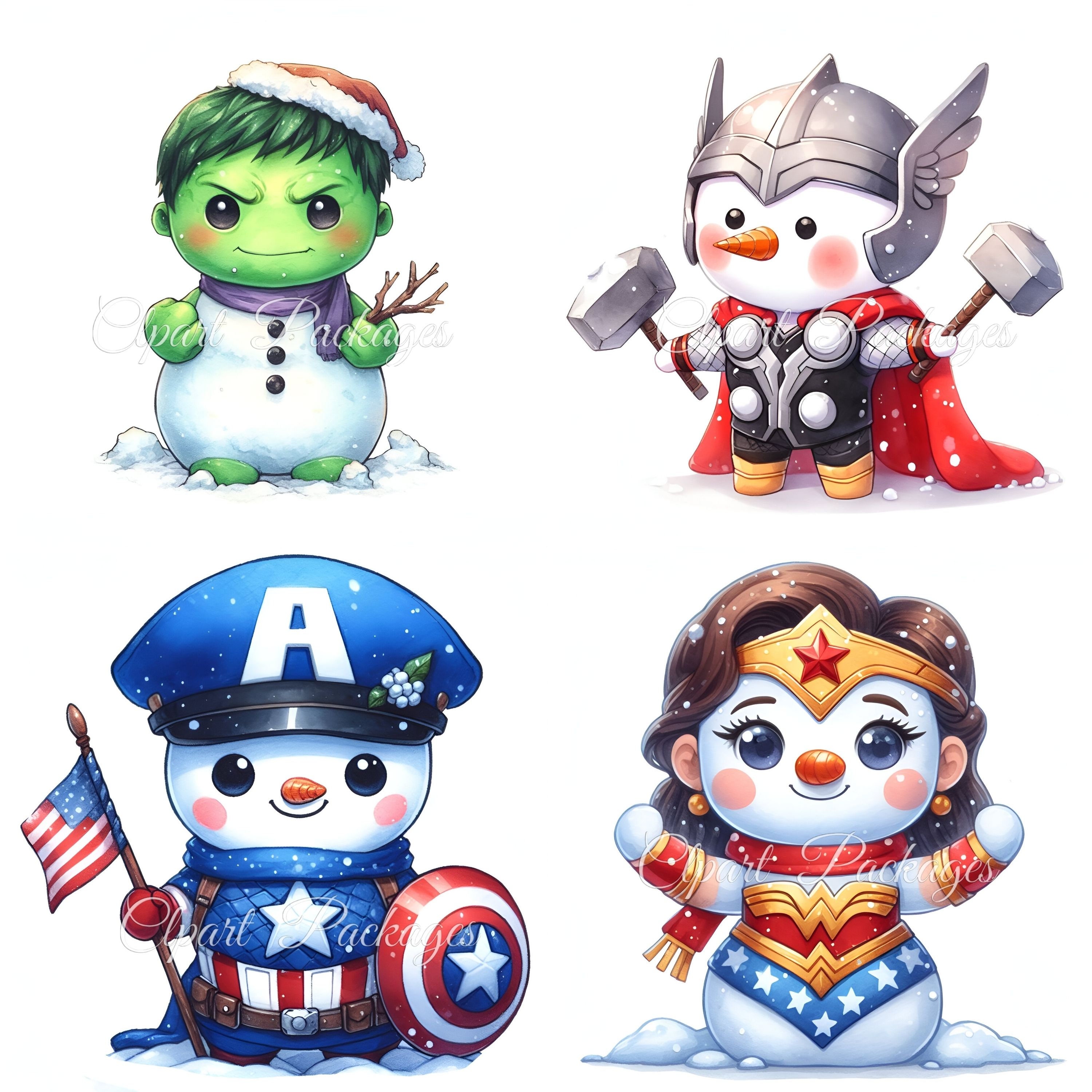 Snowman Superhero Clipart PNG Tree Ornaments 16 PNG Cute Superheroes ...