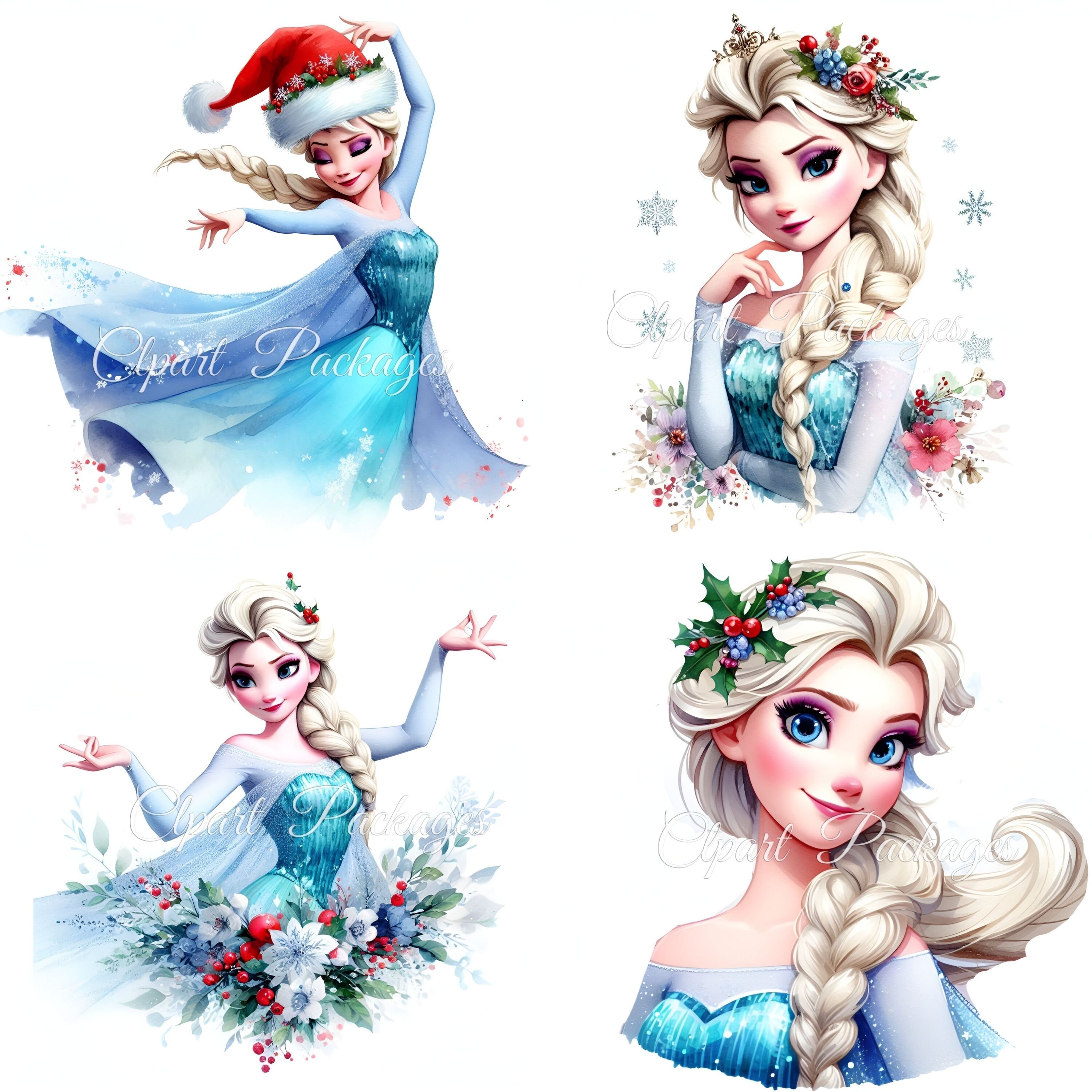 Christmas Elsa Clipart 16 PNG Digital Images for Holiday Projects, T ...