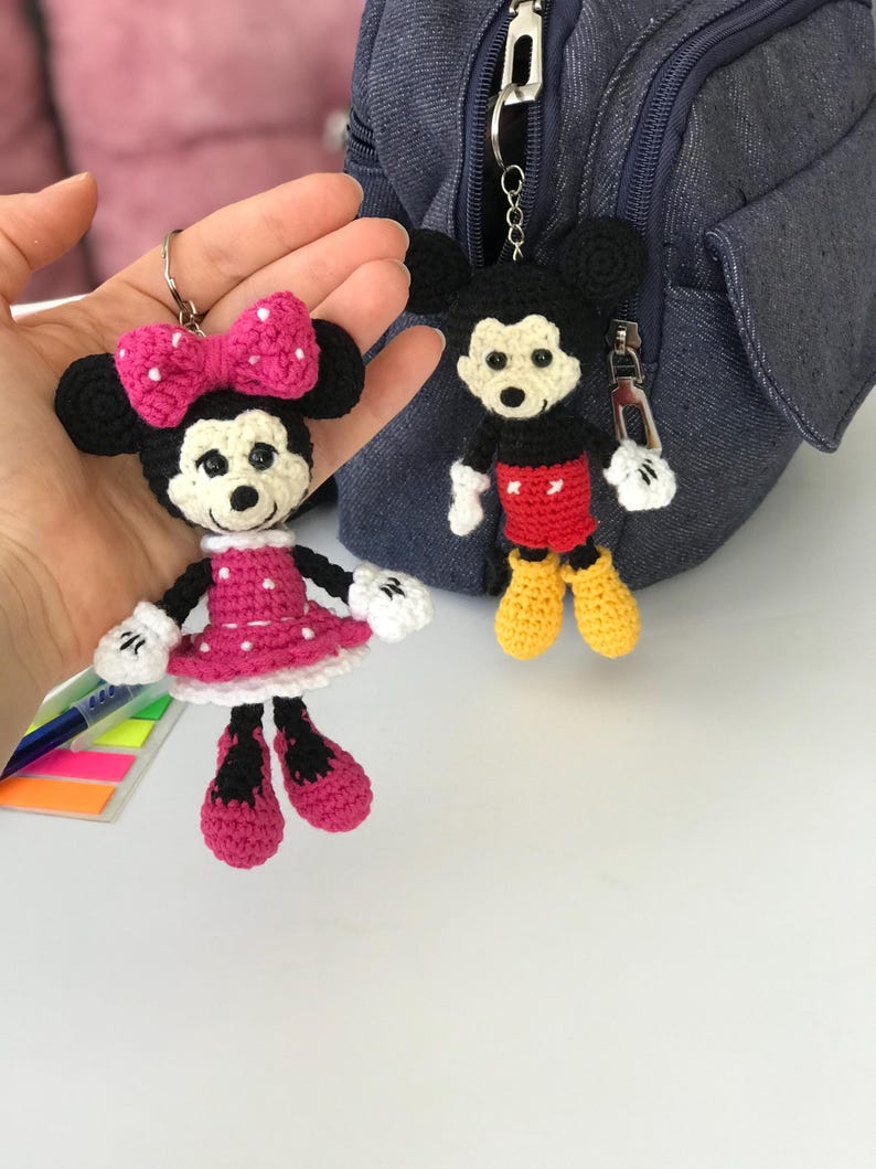 Minnie and Mickey Mouse Crochet Pattern, Set of 2, Minnie Keychain ...