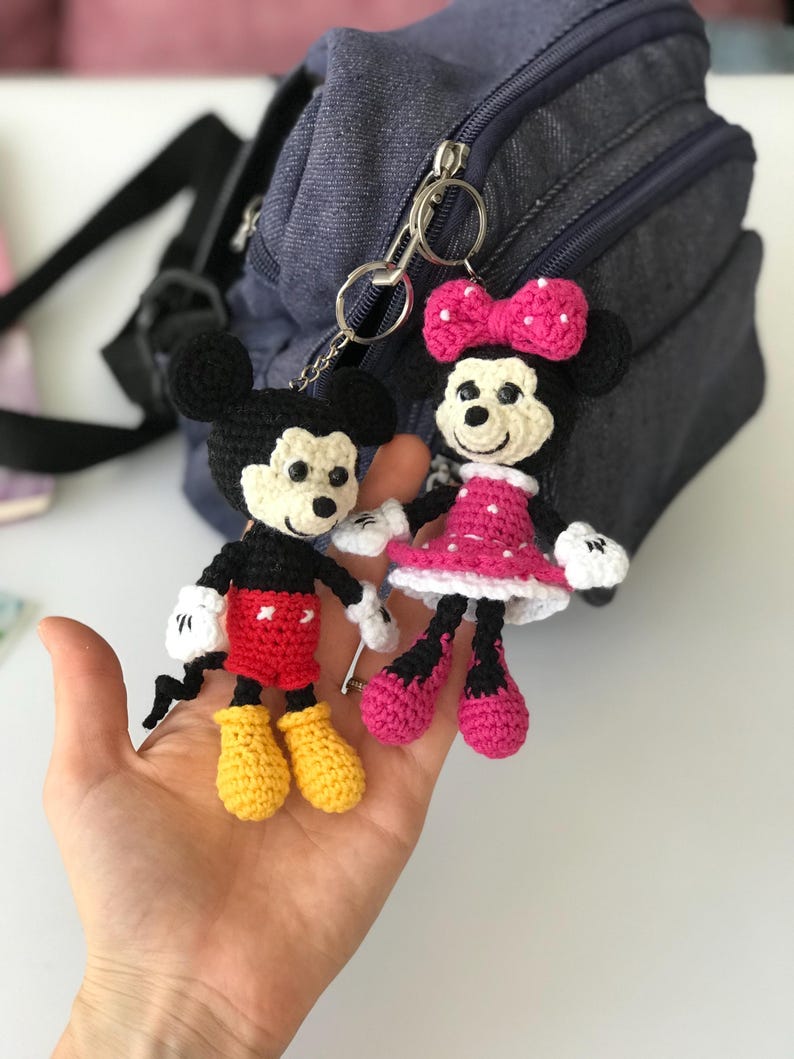 Minnie and Mickey Mouse Crochet Pattern, Set of 2, Minnie Keychain ...
