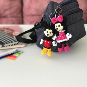 Minnie and Mickey Mouse Crochet Pattern, Set of 2, Minnie Keychain ...
