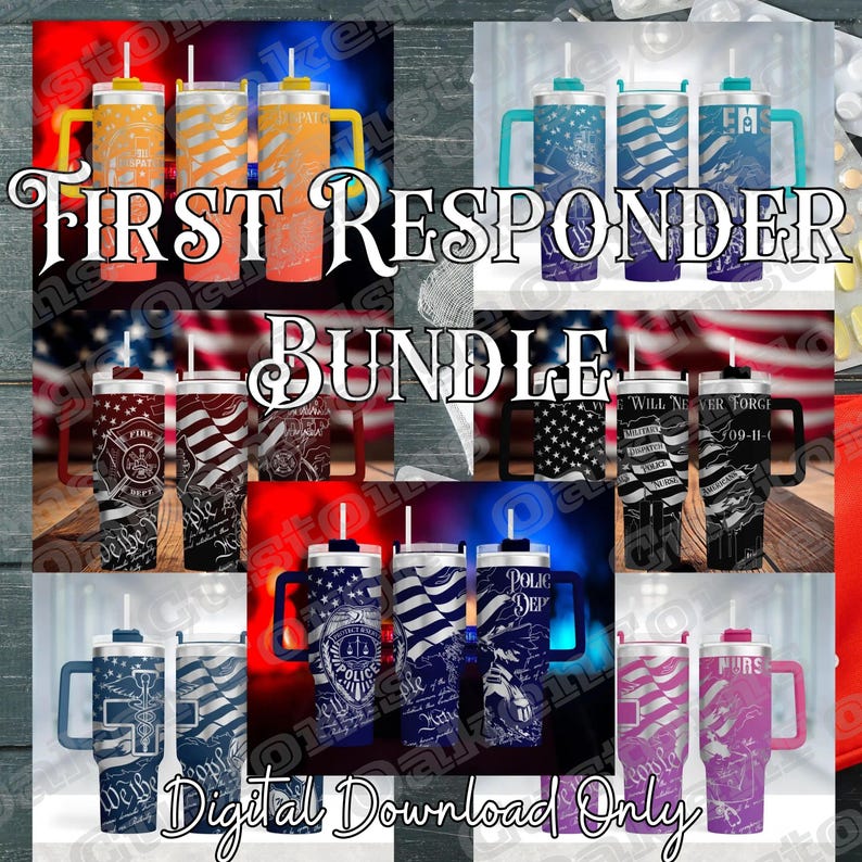 First Responder Bundle 40oz Full Wrap Tumbler SVG Files - Etsy
