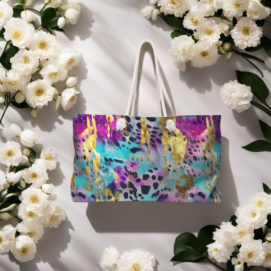 Purple Gold Leopard, Weekender Bag, Travel Bag, Travel, Tote Bag ...