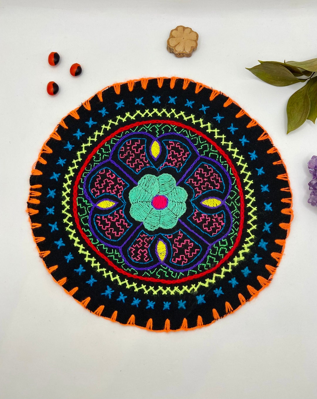 Handmade Amazonian Flower Altar Cloth, Ceremonial Altar Patch With ...
