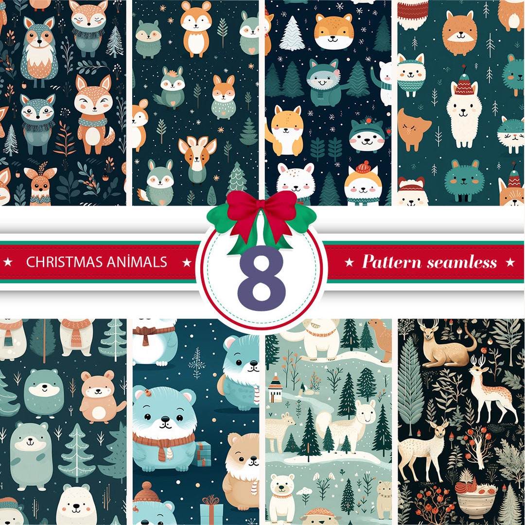 Christmas Animals Wallpaper Instant Download Digital Paper, Printable ...